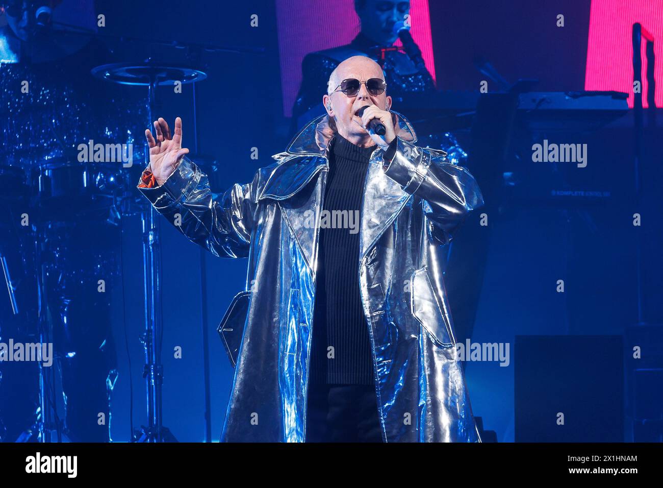Singer Neil Tennant from the band " Pet Shop Boys " during a concert on ...