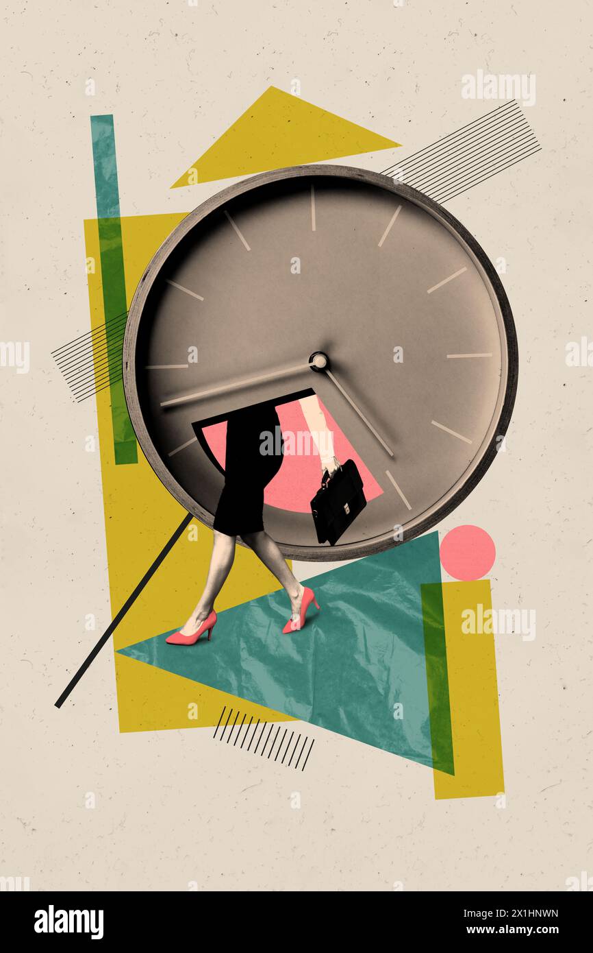 Vertical collage picture walking businesswoman office employee worker ...