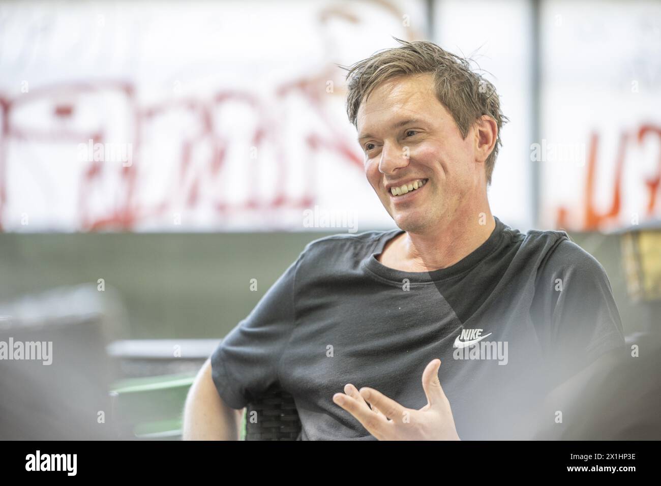 Austrian writer Dominik Barta during interview with Austria Presse ...