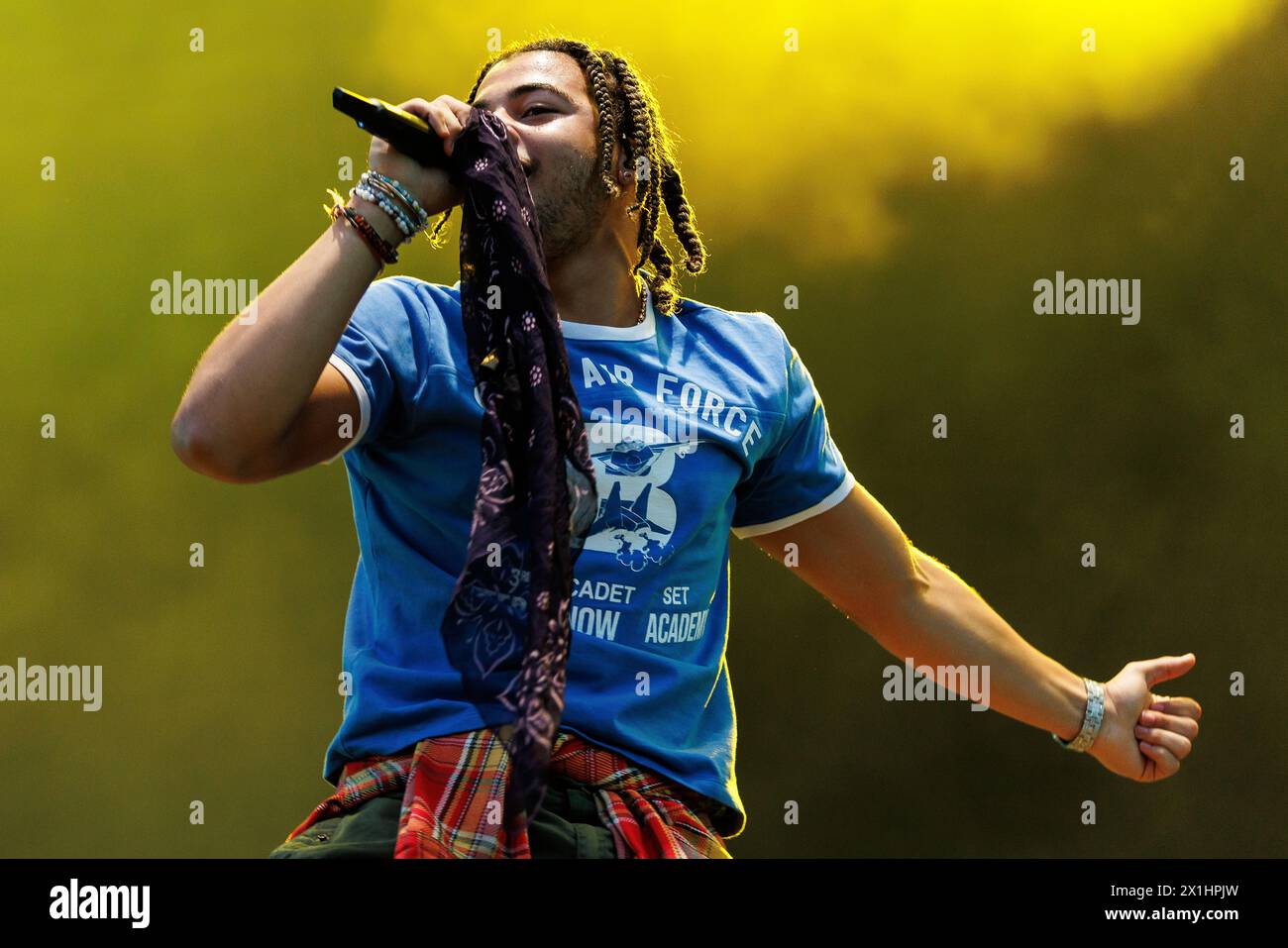 US-rapper 24kGoldn performing on "Space Stage" at the "Frequency 2022 ...