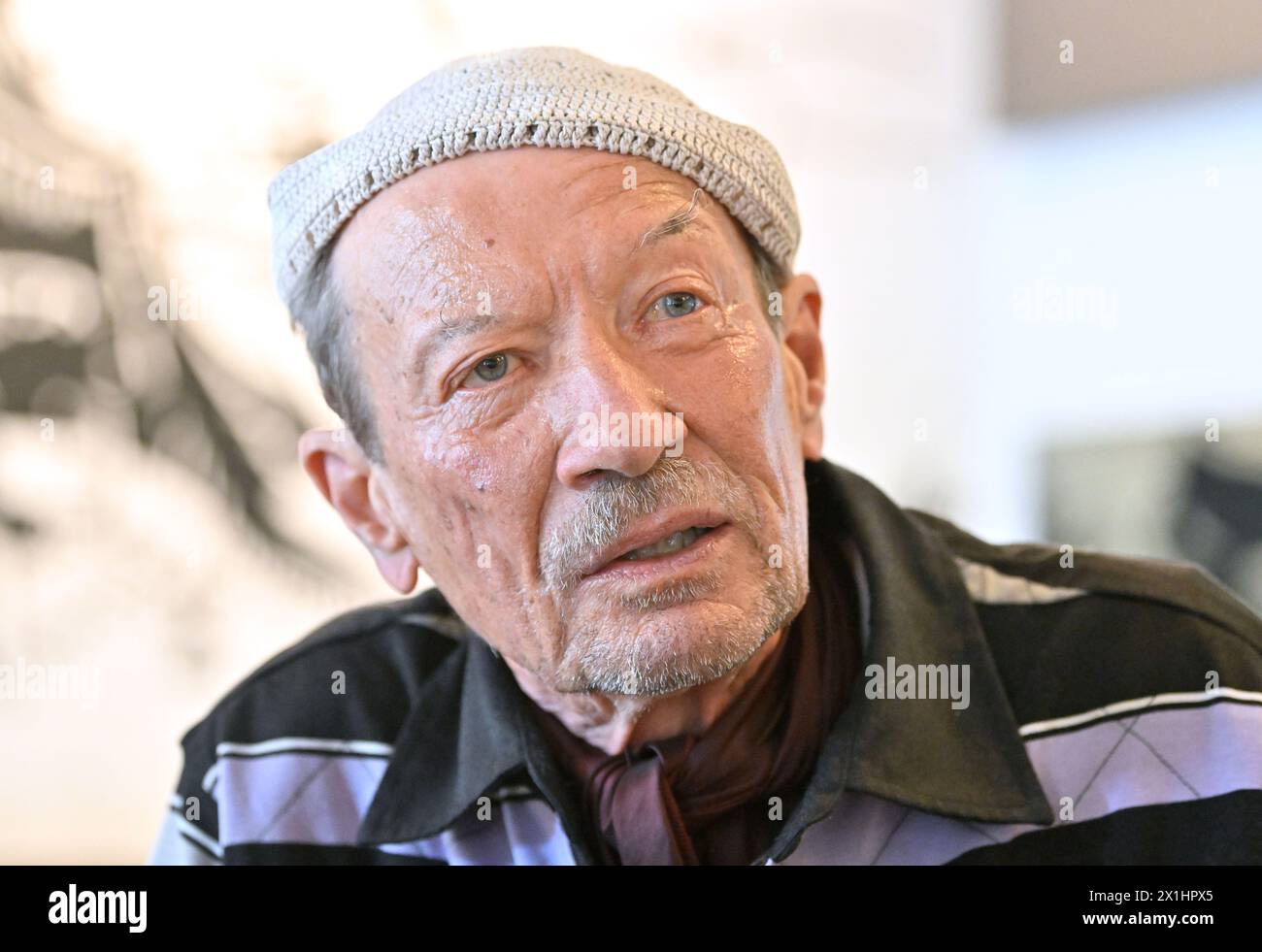 Austrian writer Julian Schutting during interview with Austria Presse ...