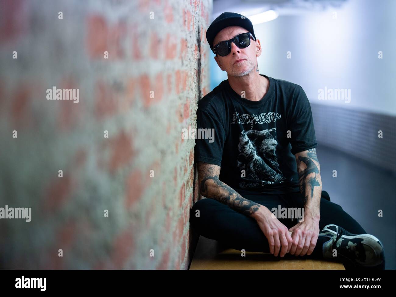 Singer Adam " Nergal " Darski of the band Behemoth during interview ...