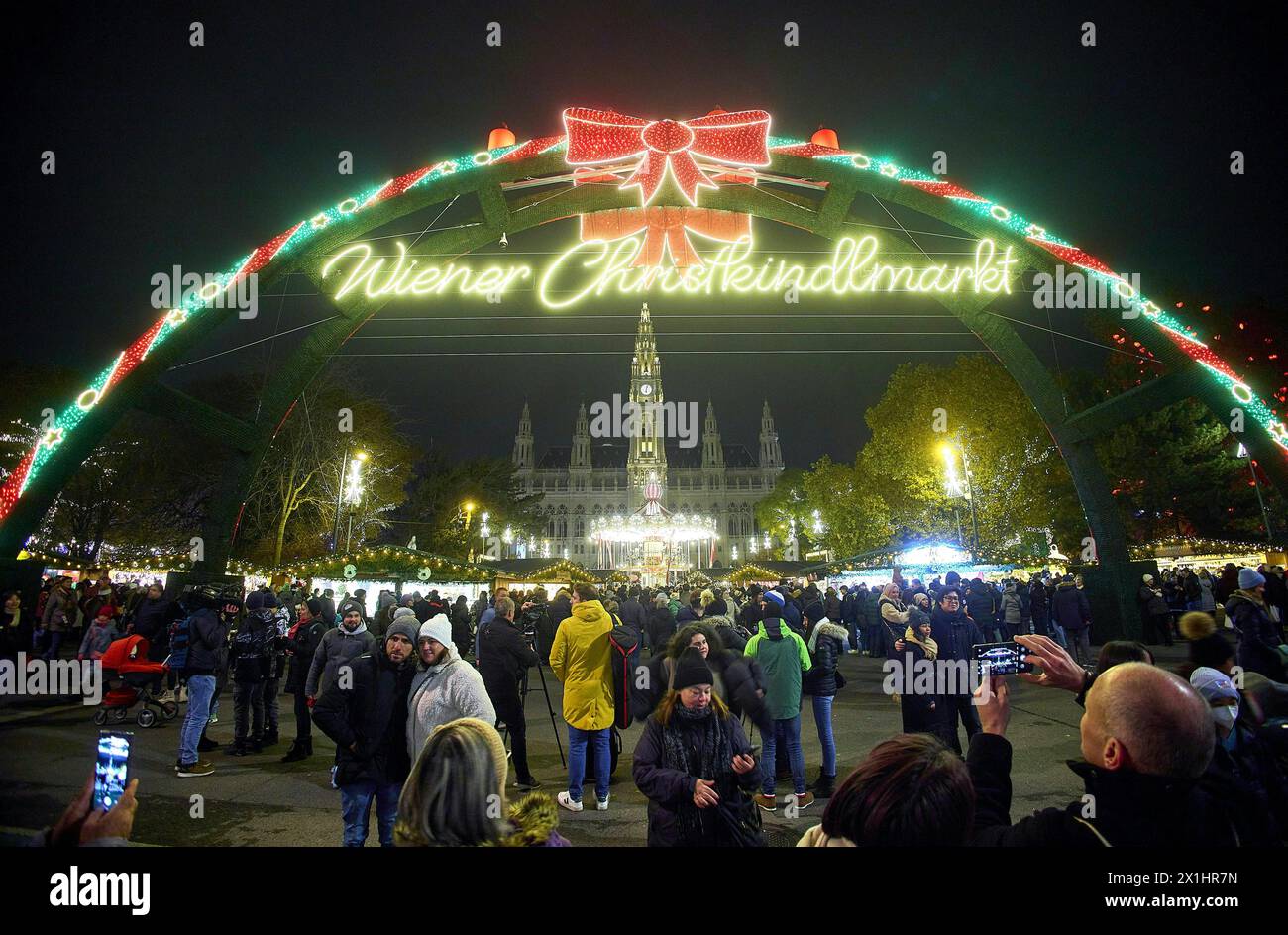 People walk at Wiener Chritkindlmarkt, one of Vienna's most popular ...