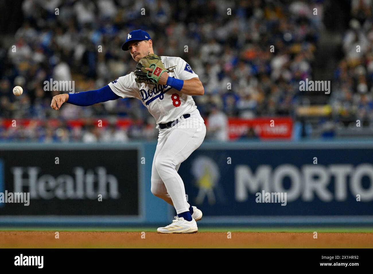 Los Angeles, California, USA. 16th Apr, 2024. SPO: Los Angeles Dodgers 2nd Baseman MIGUEL ROJAS ...