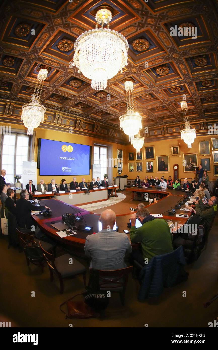 a press conference as part of Nobel Prize Week, on December 7, 2022, at ...