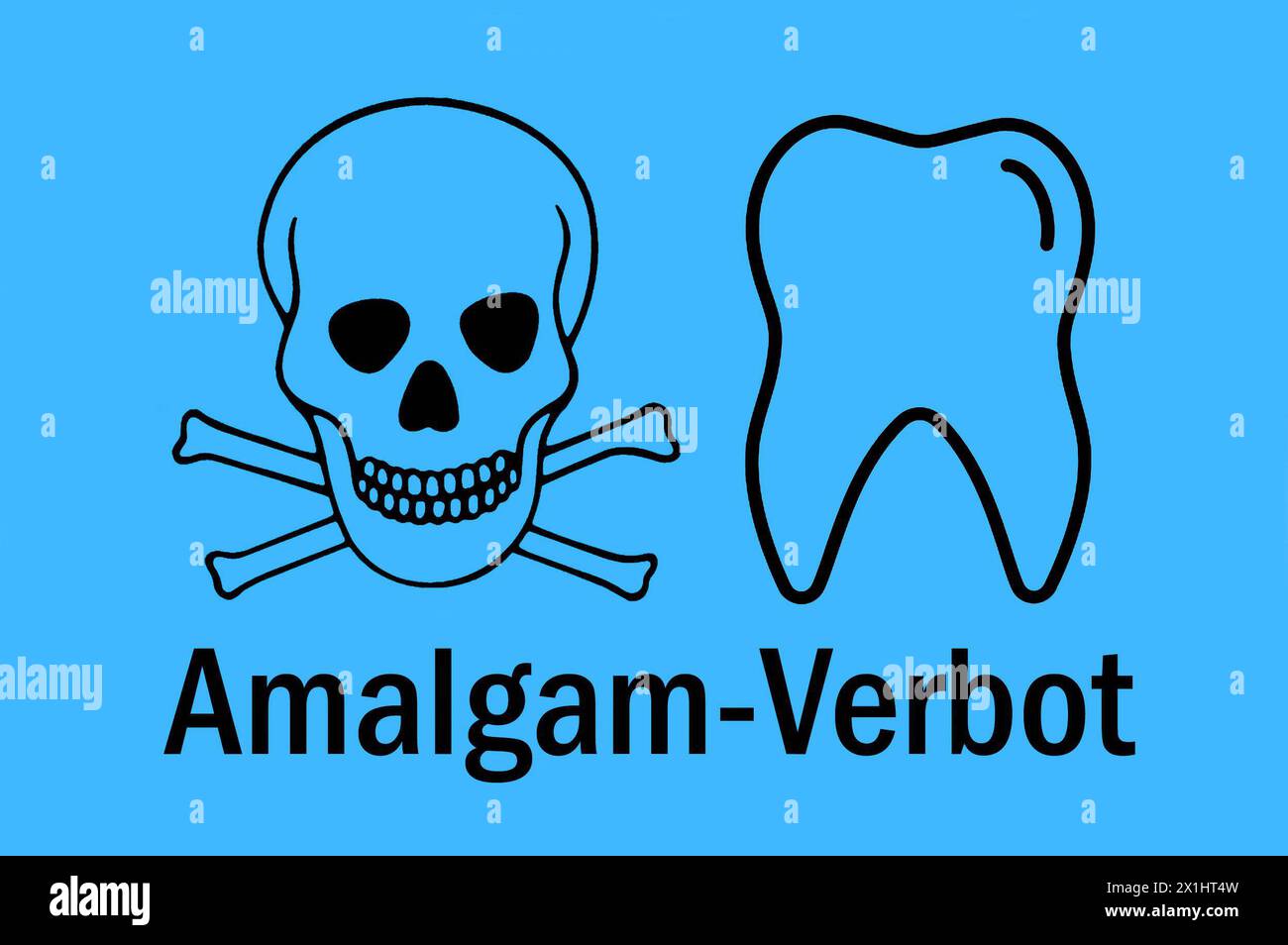 Totenkopf mit Zahnsymbol und Schriftzug Amalgam-Verbot Totenkopf mit ...