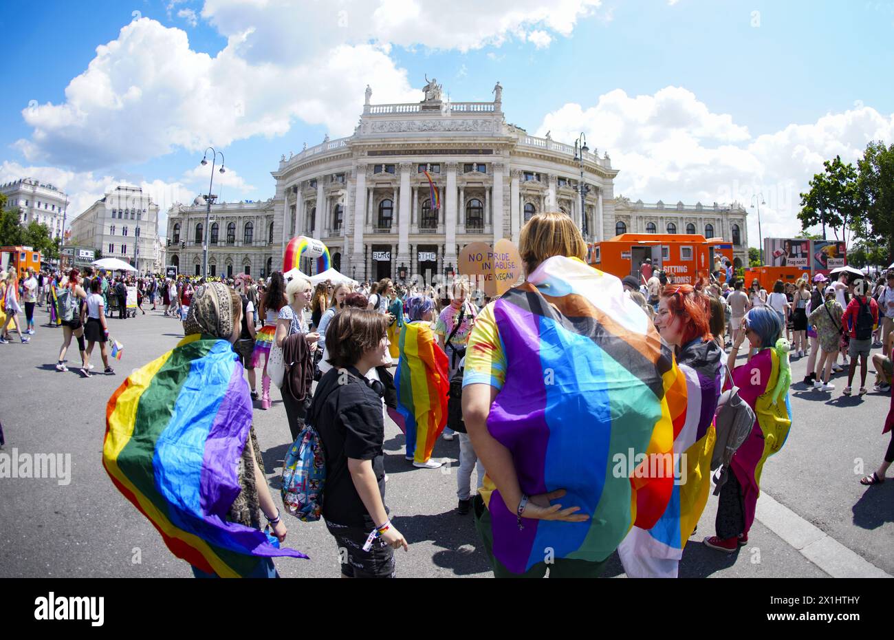 Participants of the "Rainbow Parade" (Pride Parade) on the Ringstrasse ...