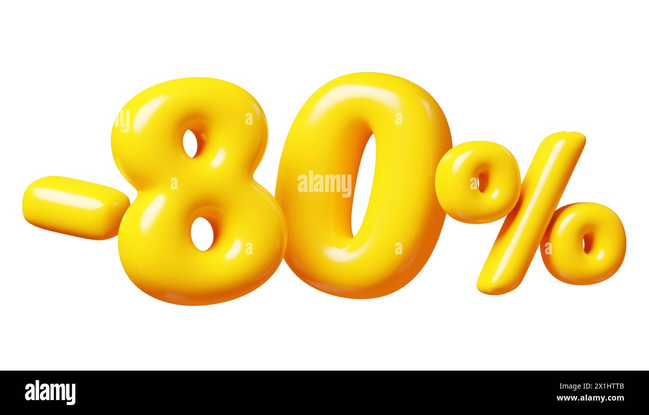 Balloon number minus eighty percent sign for sale concept. 3d render ...