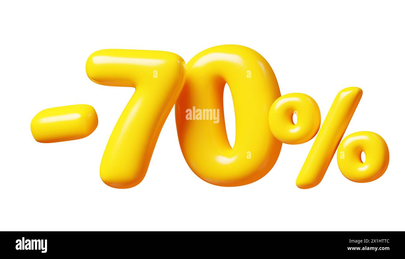 Balloon number minus seventy percent sign for sale concept. 3d render ...