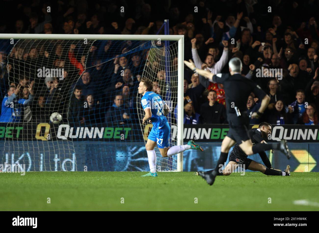Archie Collins (PU) scores the second Posh goal (2-10) at the ...