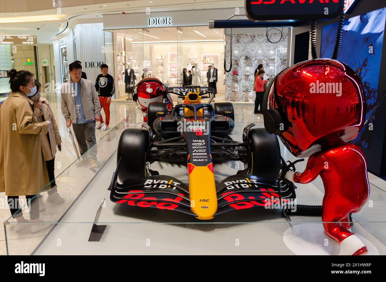 SHANGHAI, CHINA - APRIL 17, 2024 - In the atrium of IFC Mall, watch ...