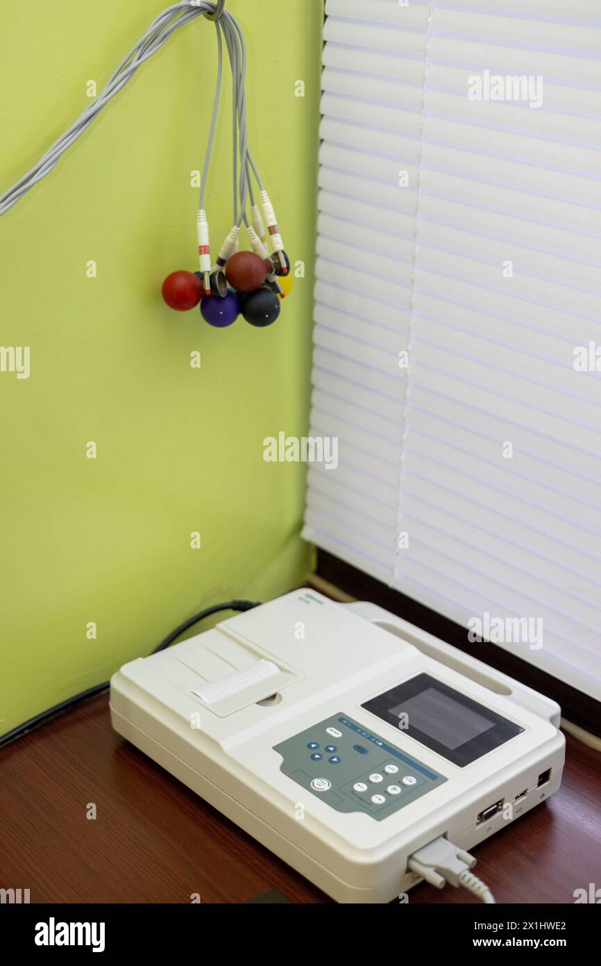 Heart ECG device. Electrocardiography of the heart in the hospital. A ...