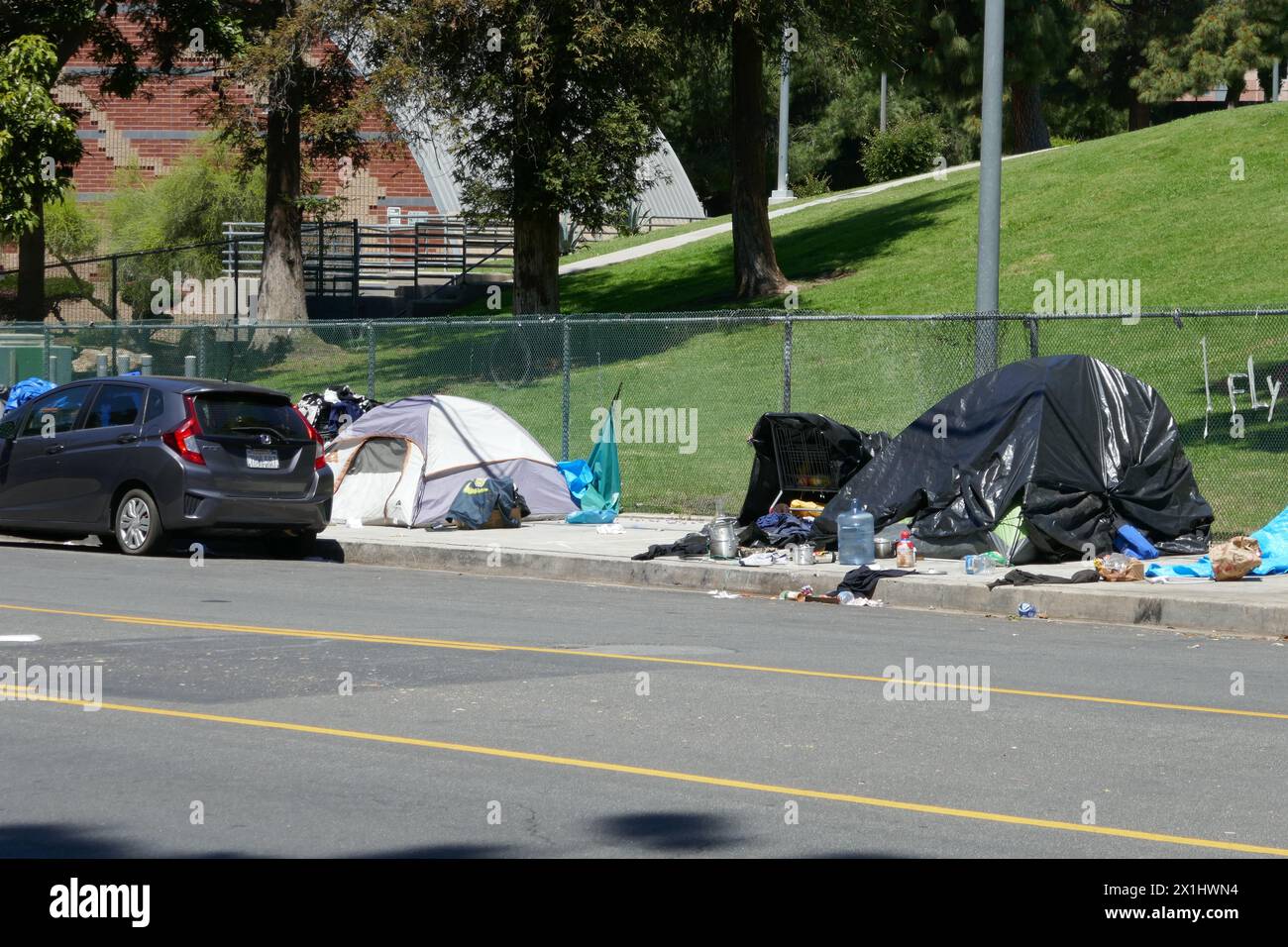 Los Angeles, California, USA 16th April 2024 Homeless Tents Camp on ...