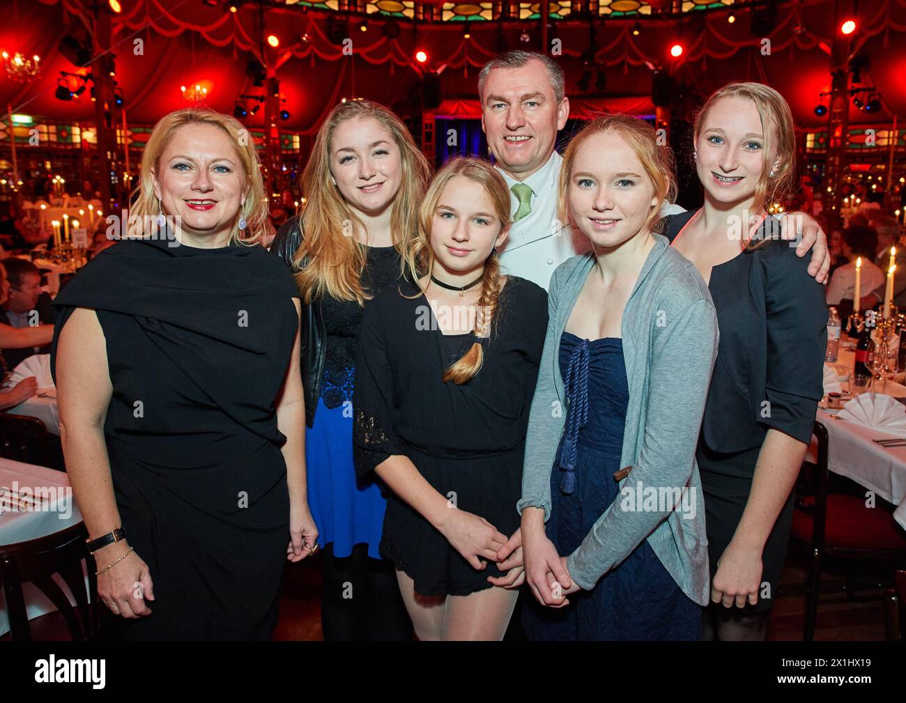 Austrian cook Toni MÖRWALD with his wife Eva and his daughters Johanna ...