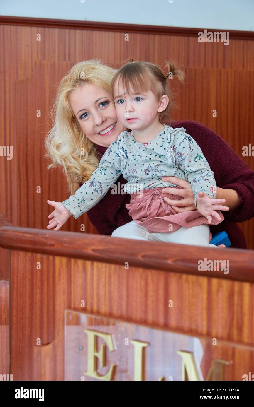 Iva SCHELL with her daughter Viktoria at Tanzschule Elmayer in Vienna ...