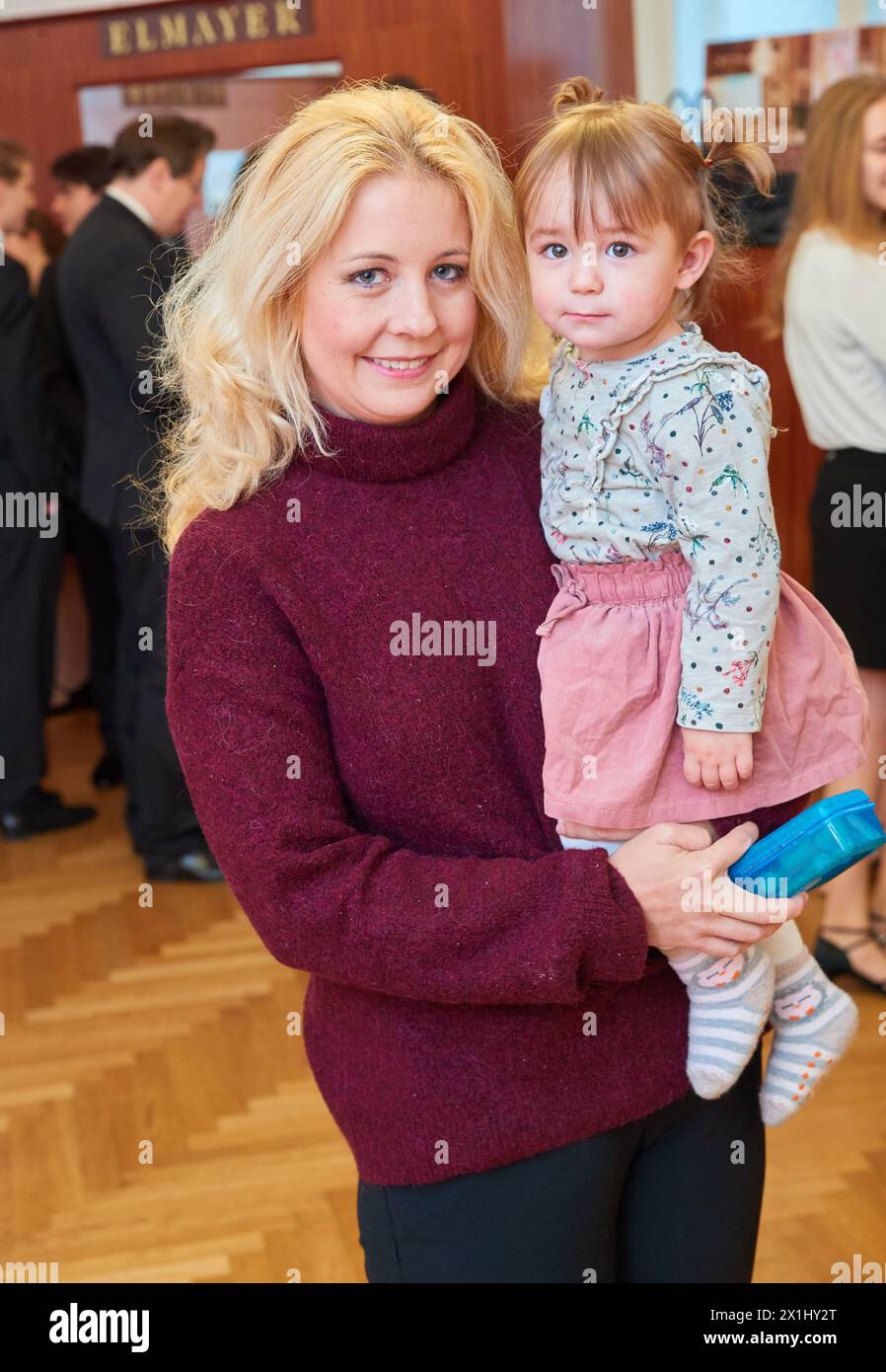 Iva SCHELL with her daughter Viktoria at Tanzschule Elmayer in Vienna ...