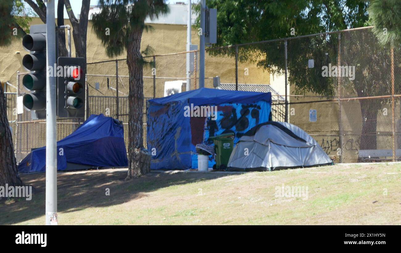 Los Angeles, California, USA 16th April 2024 Homeless Tents Camp on ...
