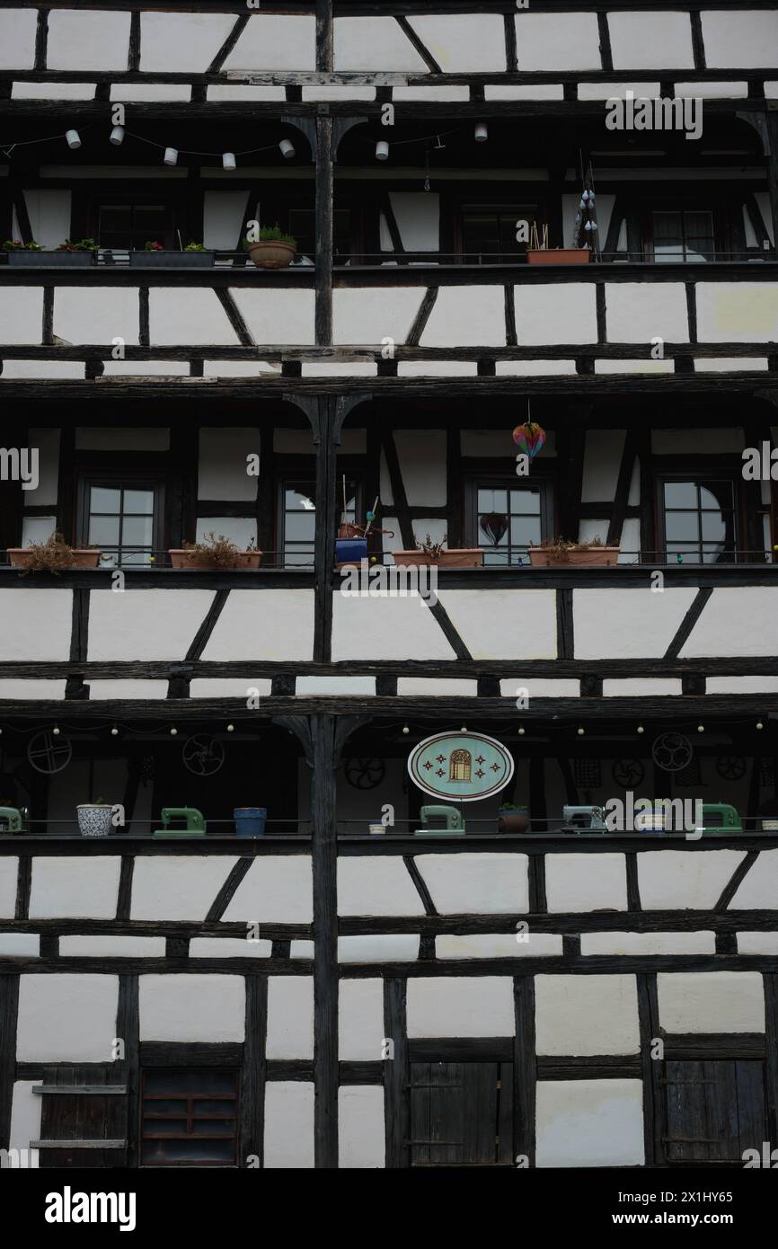 Traditional German Style House Facade Decorations At Old Town. Germany ...