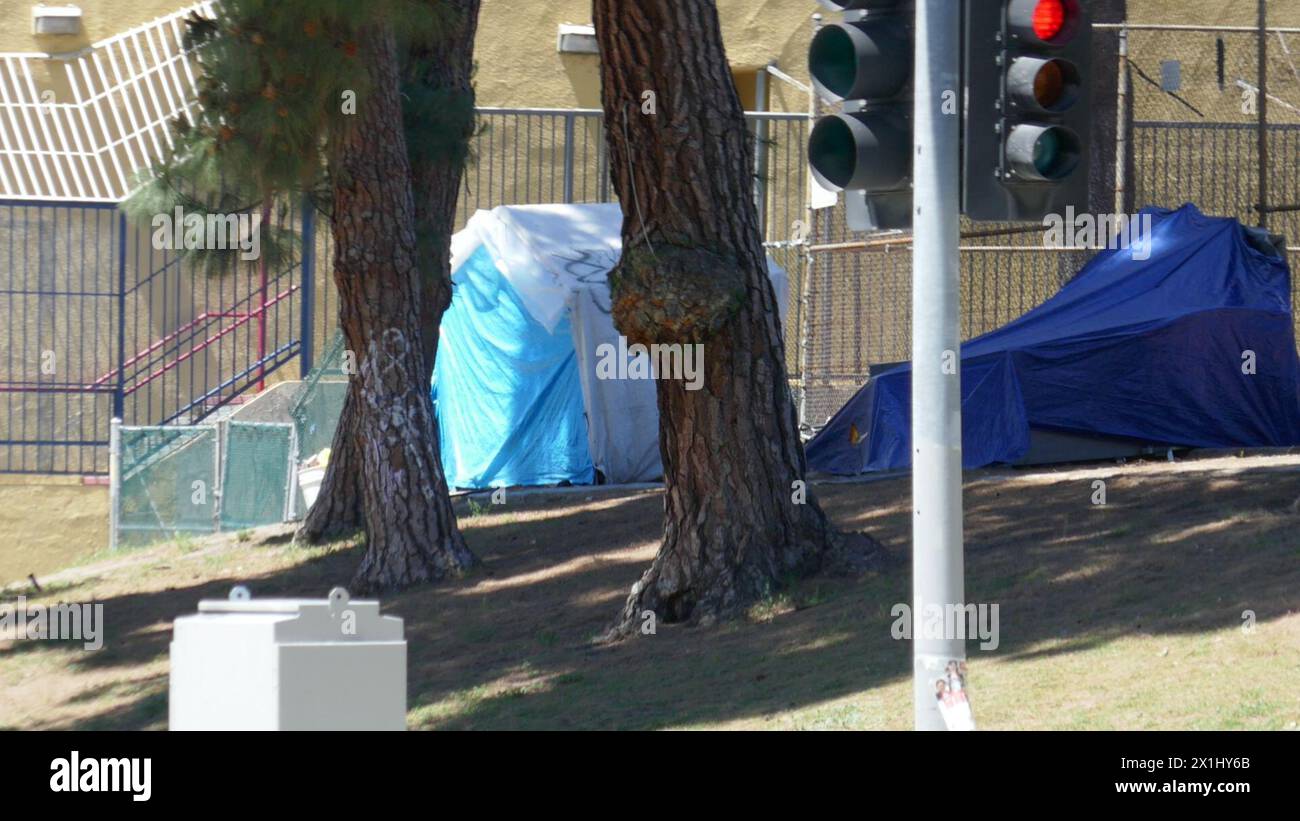 Los Angeles, California, USA 16th April 2024 Homeless Tents Camp on ...