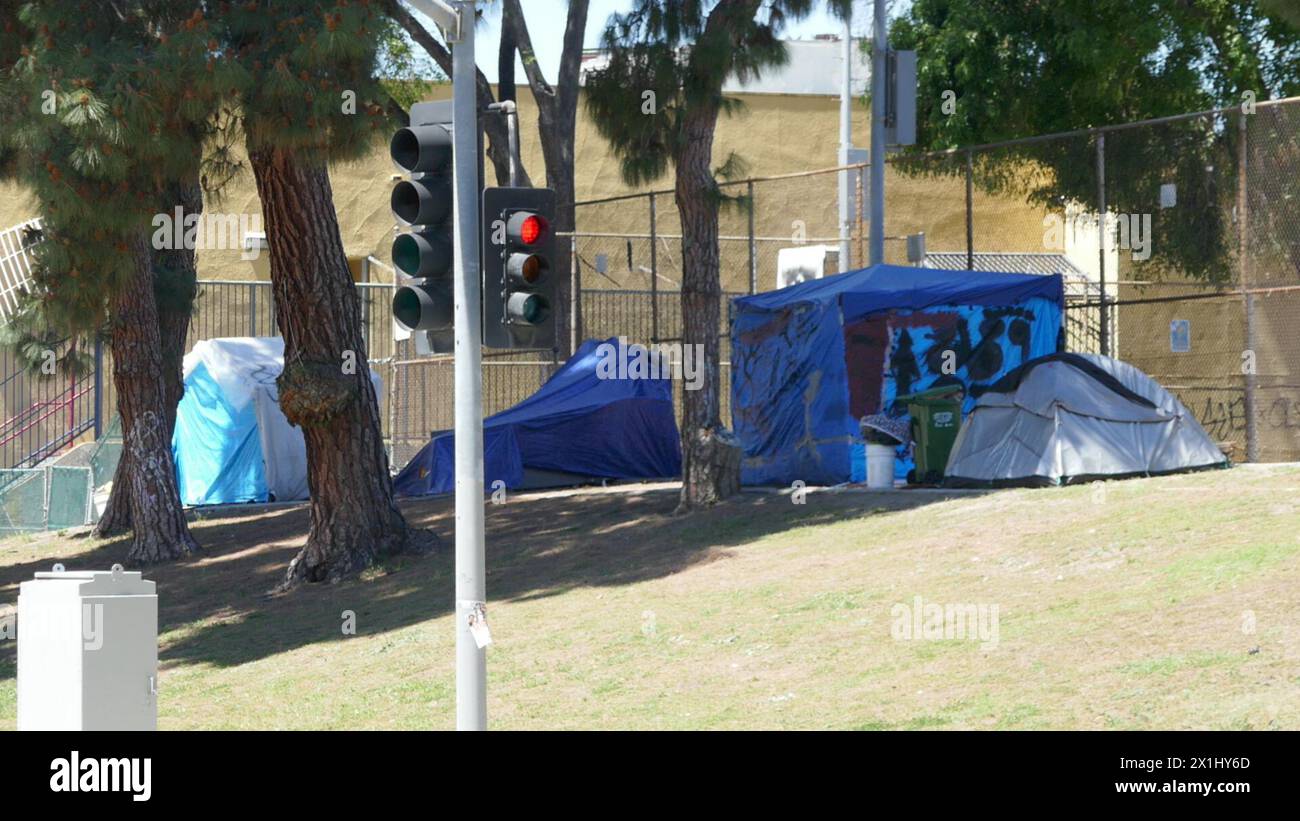 Los Angeles, California, USA 16th April 2024 Homeless Tents Camp on ...