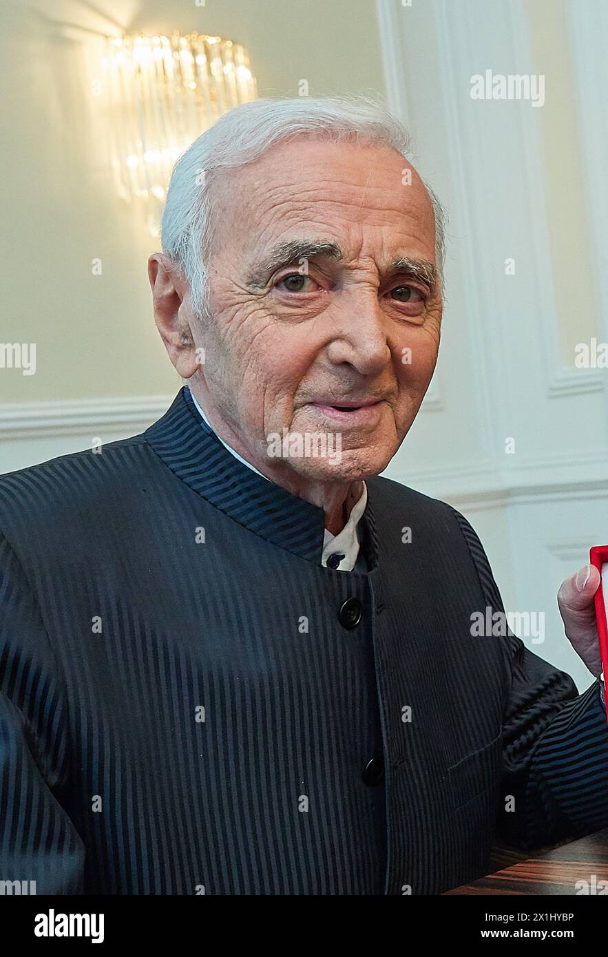 Chanson singer Charles AZNAVOUR receives the 'Golden Rathausmann', a ...