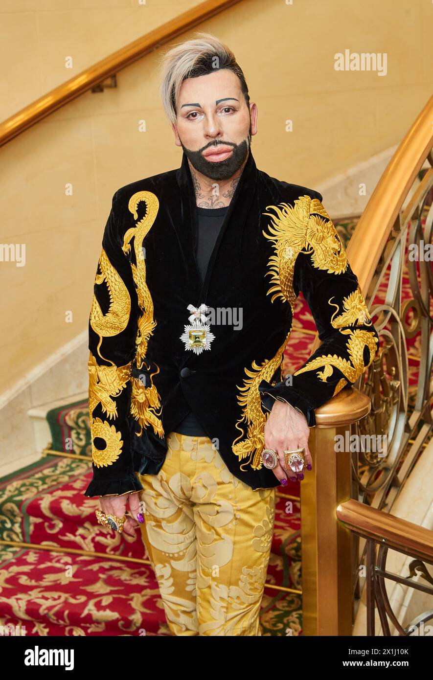 German fashion designer Harald GLÖÖCKLER during photo session for ORF ...