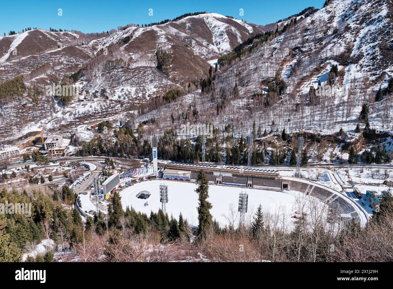 Medeu high-mountain skating rink, Almaty, Kazakhstan. Top view Stock ...