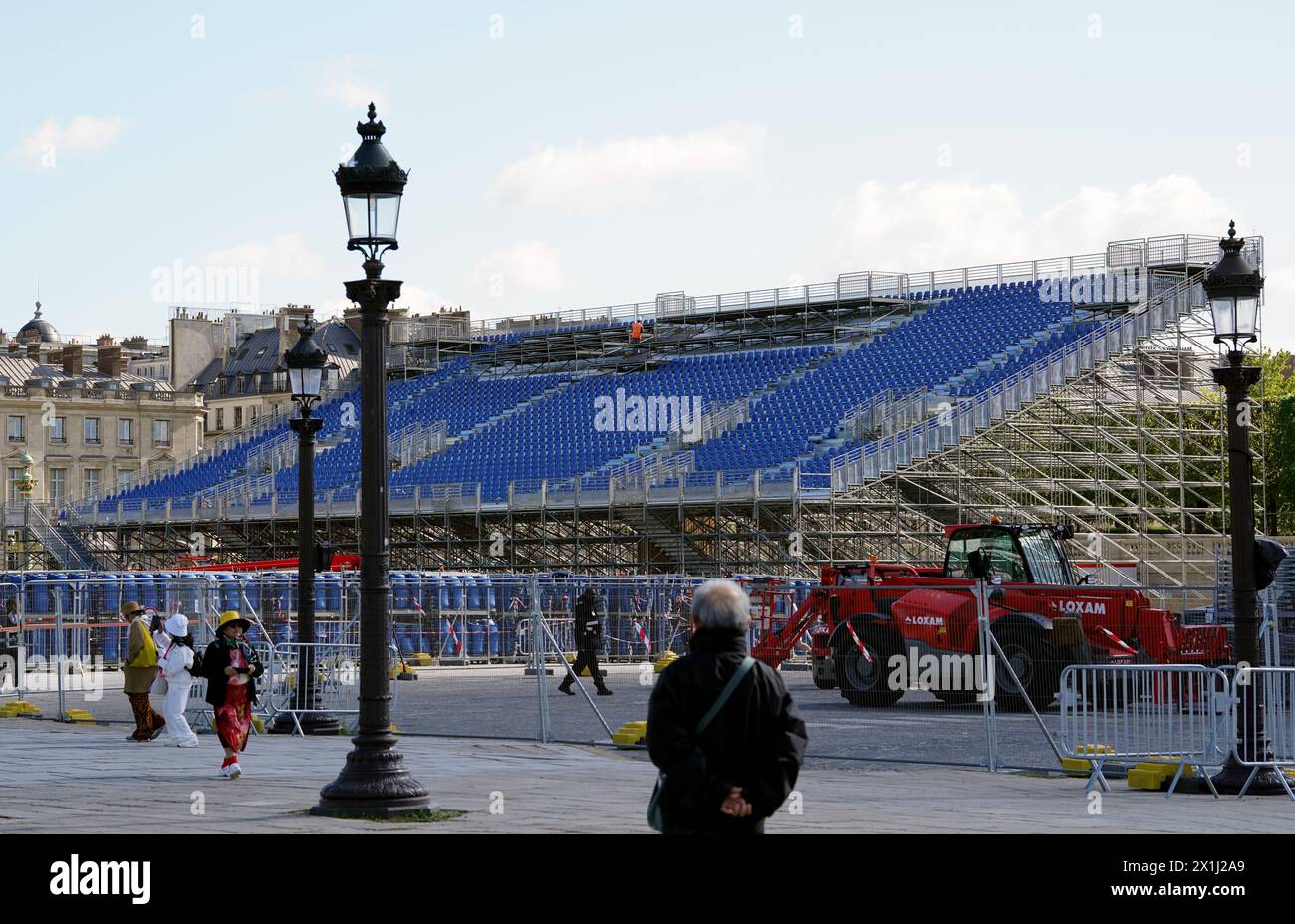 Stands are constructed at Place de la Concorde, Paris. The 2024 Olympic ...
