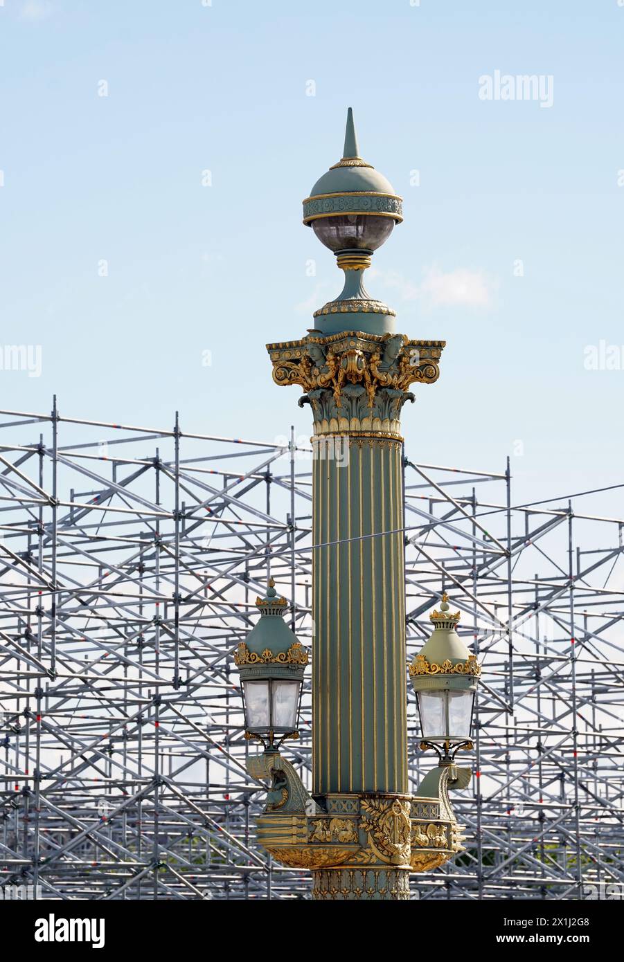 Stands are constructed at Place de la Concorde, Paris. The 2024 Olympic ...