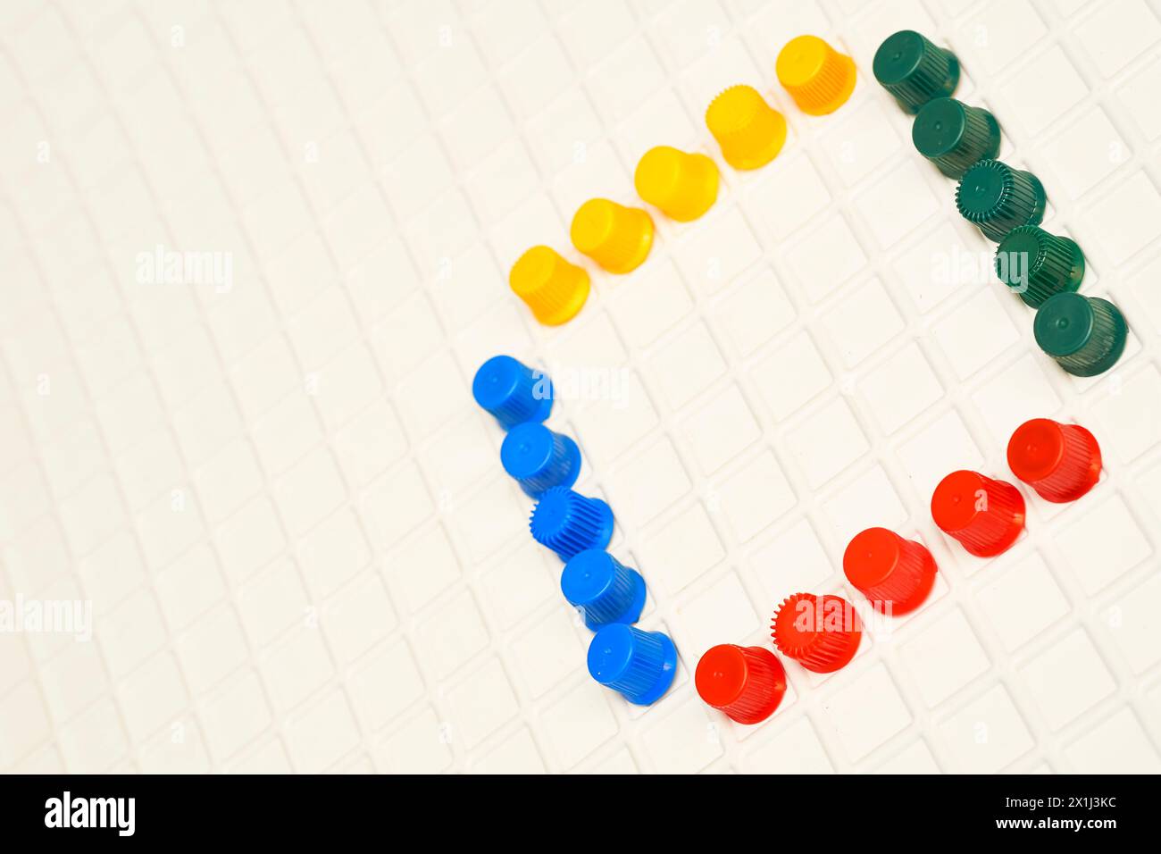 Multi colored caps lids for ketchup, mayonnaise, mustard, sauces Stock ...