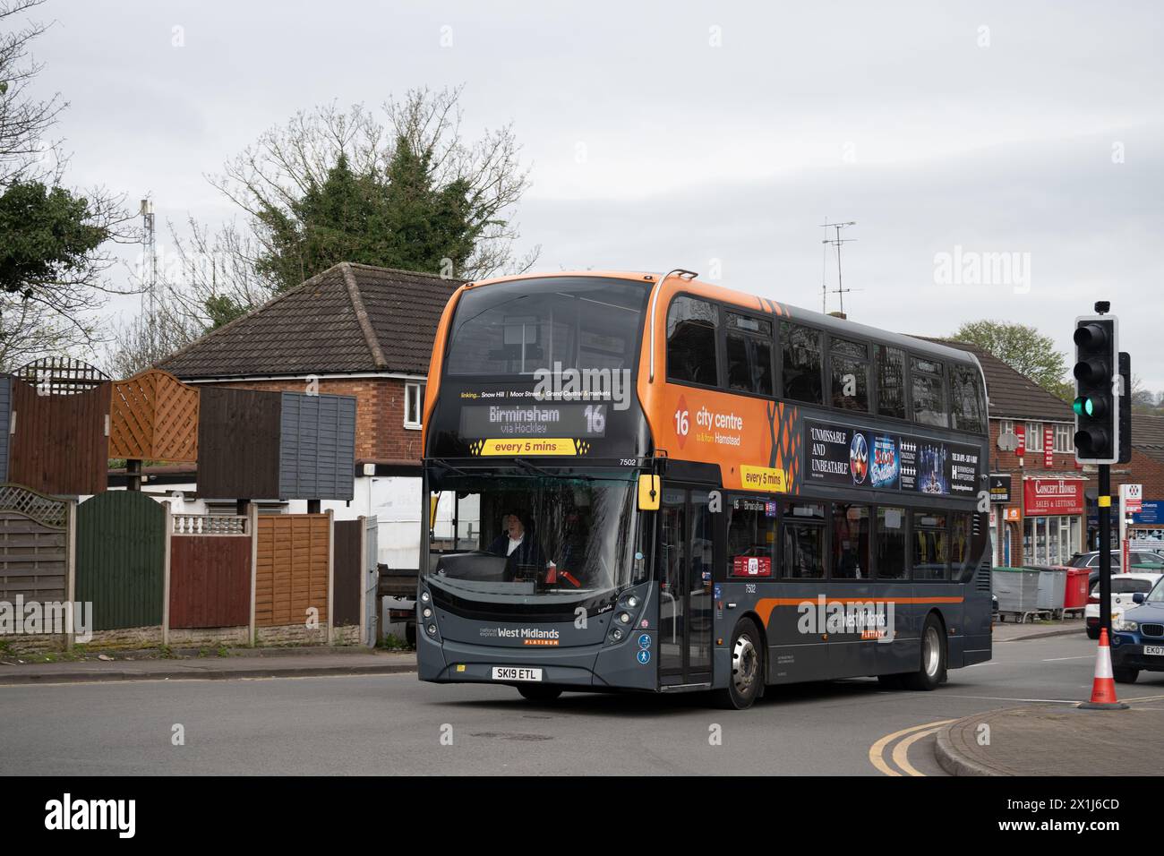 National Express West Midlands No. 16 bus at Old Walsall Road, Hamstead ...
