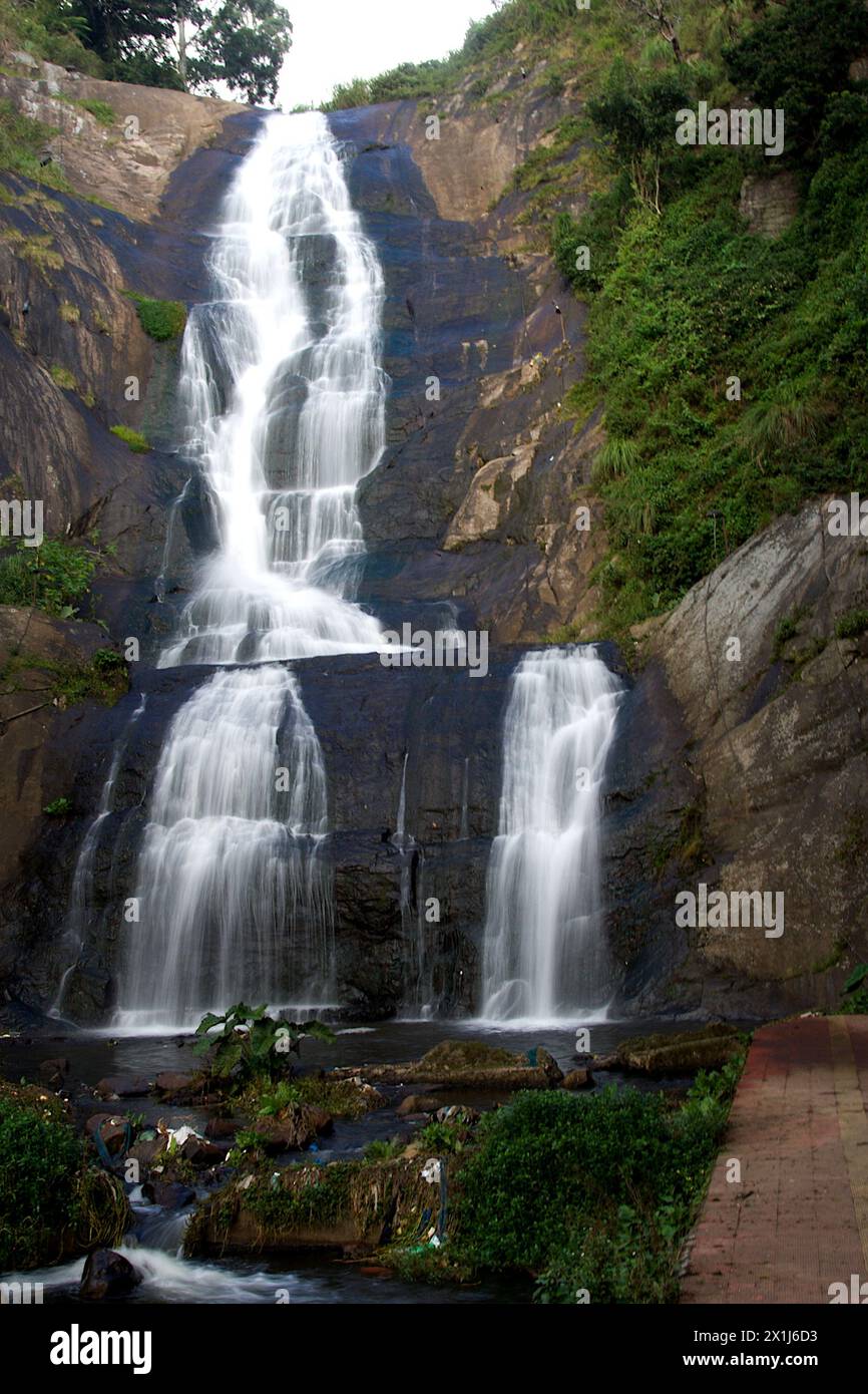 Frozen view of Silver Cascade Falls at Kodiakanal in Tamil Nadu, India ...