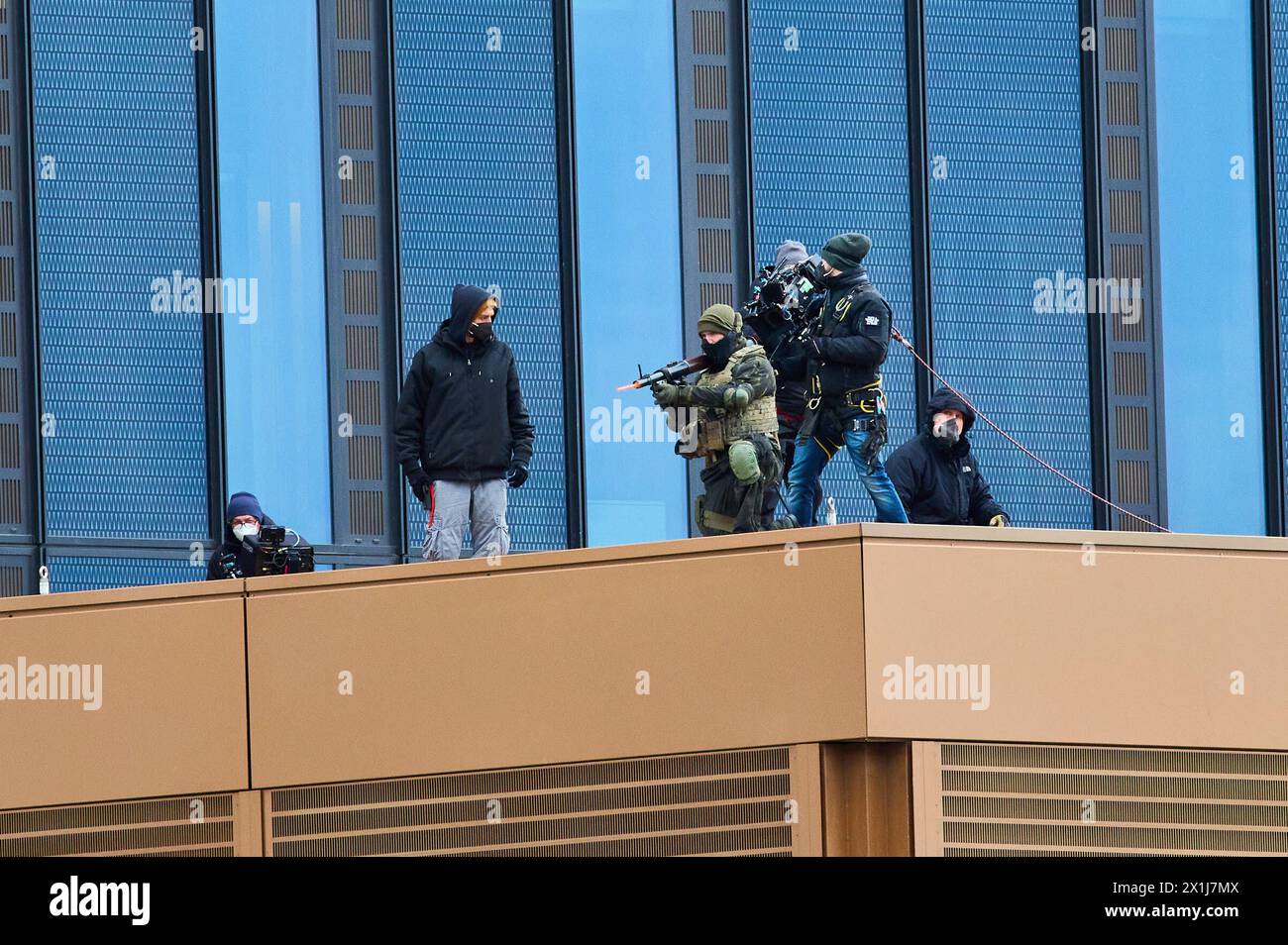 A police squad was shot at as action scene during filming of the ...