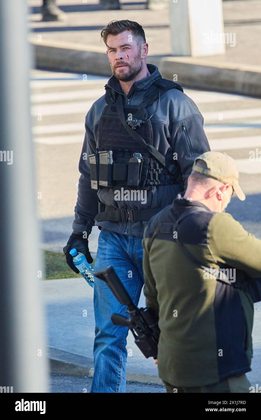 Action scene during filming of the Netflix blockbuster sequel Tyler ...