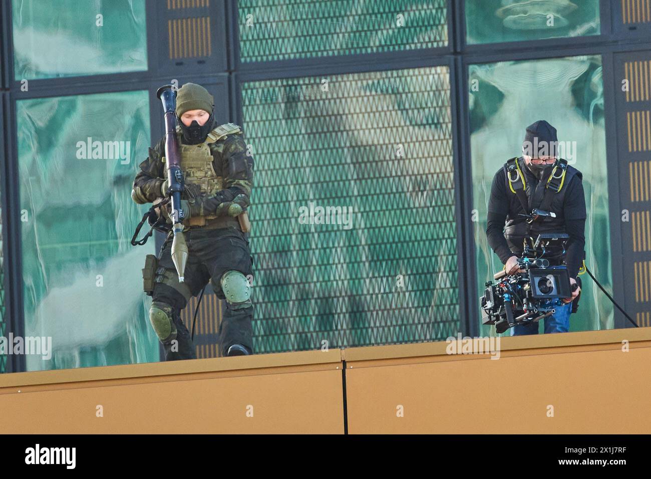 Action scene during filming of the Netflix blockbuster sequel Tyler ...