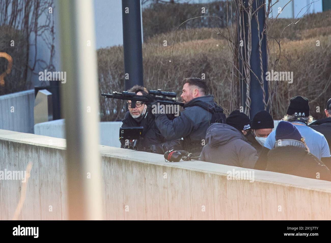 Action scene during filming of the Netflix blockbuster sequel Tyler ...