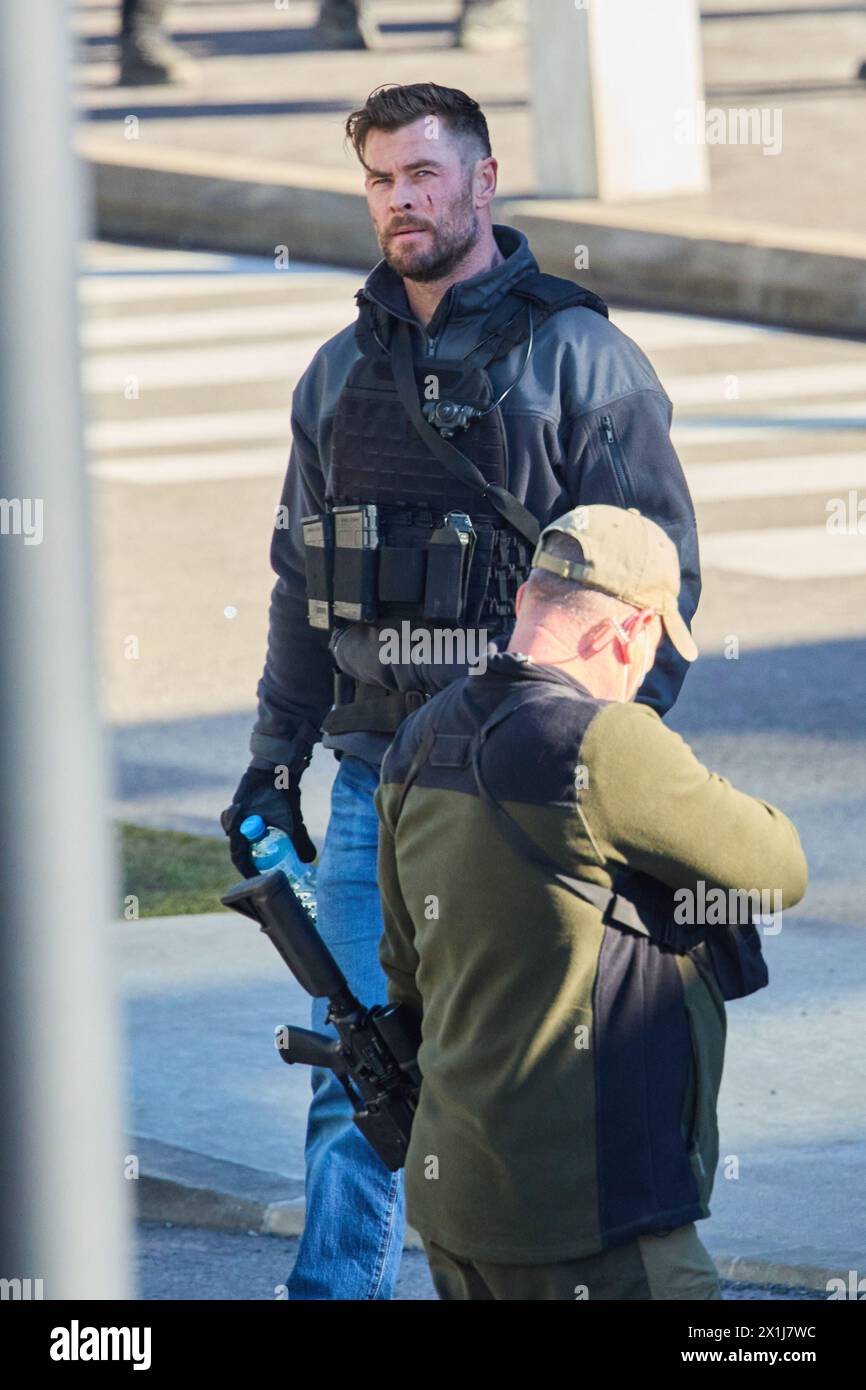 Action scene during filming of the Netflix blockbuster sequel Tyler ...