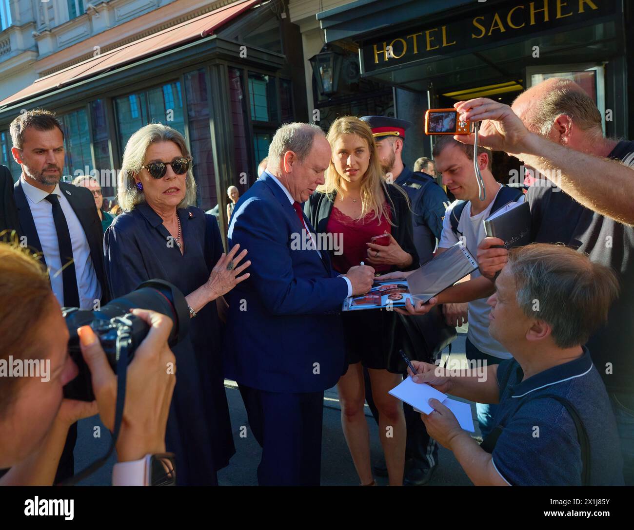 Albert II, Prince of Monaco, and Caroline of Monaco arrive in Vienna to ...