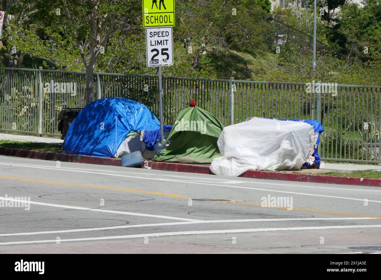 Los Angeles, California, USA 16th April 2024 Homeless Tents Camp on ...