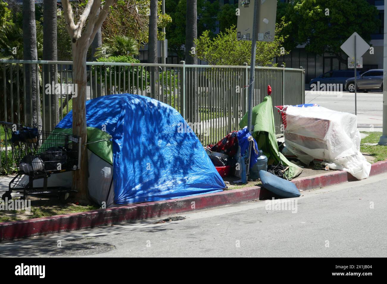 Los Angeles, California, USA 16th April 2024 Homeless Tents Camp on ...