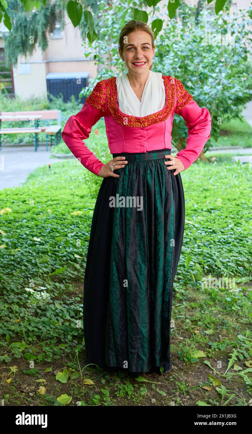 Austrian film director Ruth MADER, wears a dirndl during fitting for ...
