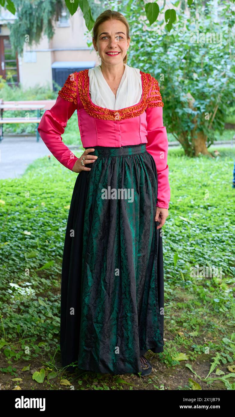 Austrian film director Ruth MADER, wears a dirndl during fitting for ...