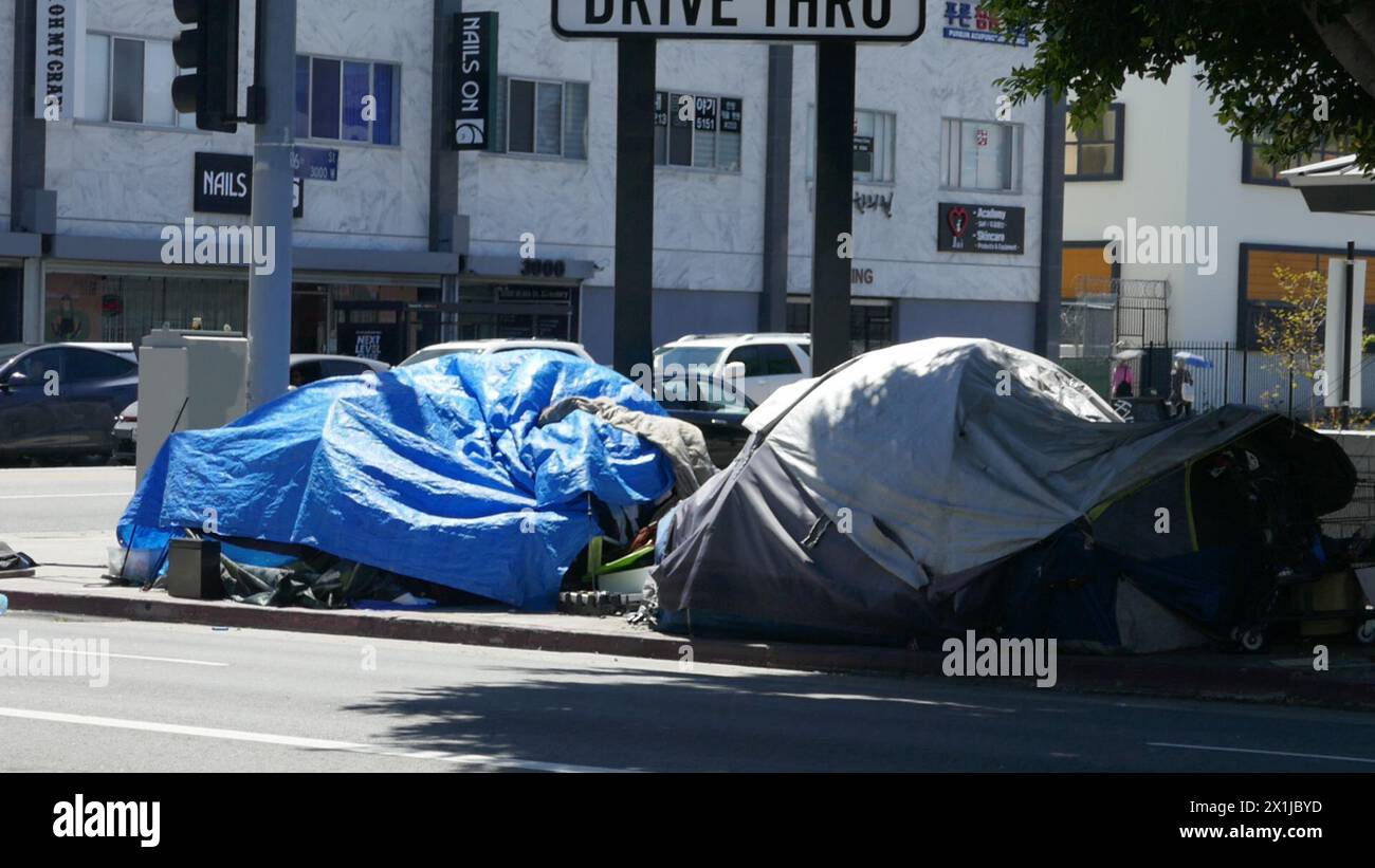 Los Angeles, California, USA 16th April 2024 Homeless Tents Camp on ...