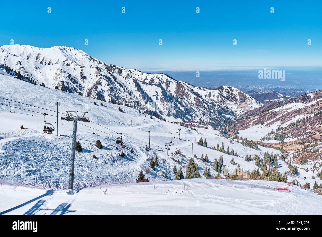 Medeu Cable Car, Shymbulak Ski Resort, Almaty, Kazakhstan Stock Photo ...