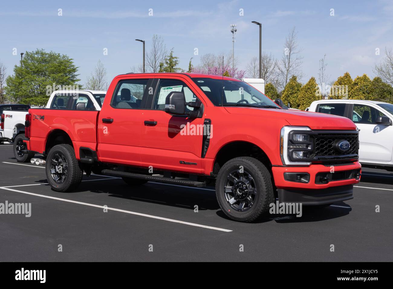 Zionsville - April 14, 2024: Ford F-250 SRW Crew Cab dealer display ...