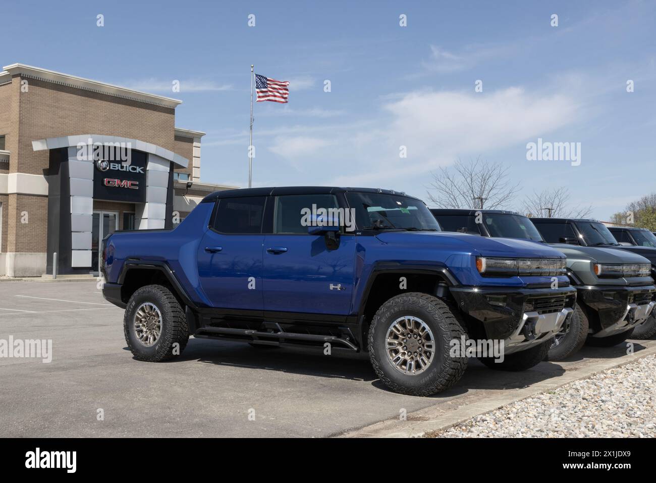 Carmel - April 14, 2024: GMC Hummer EV 2X Pickup Electric Vehicle. GMC ...
