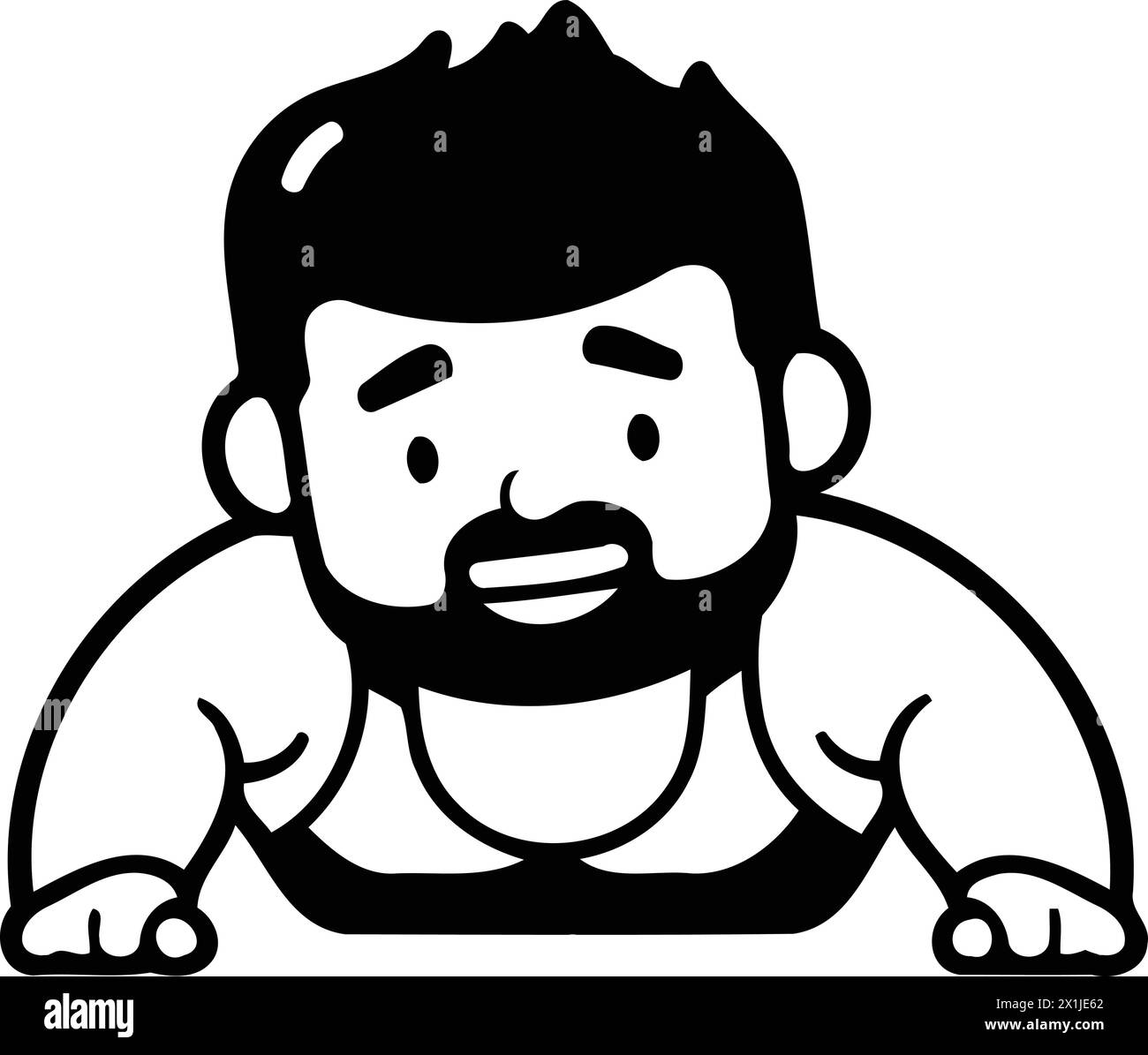 Vector illustration of cartoon character fat man doing push-ups on ...