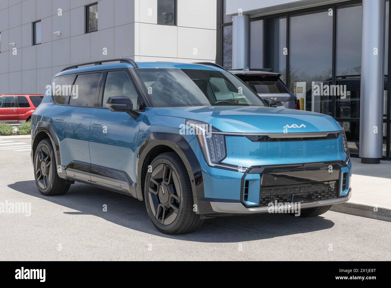 Indianapolis - April 14, 2024: Kia EV9 GT-Line Electric Vehicle display ...