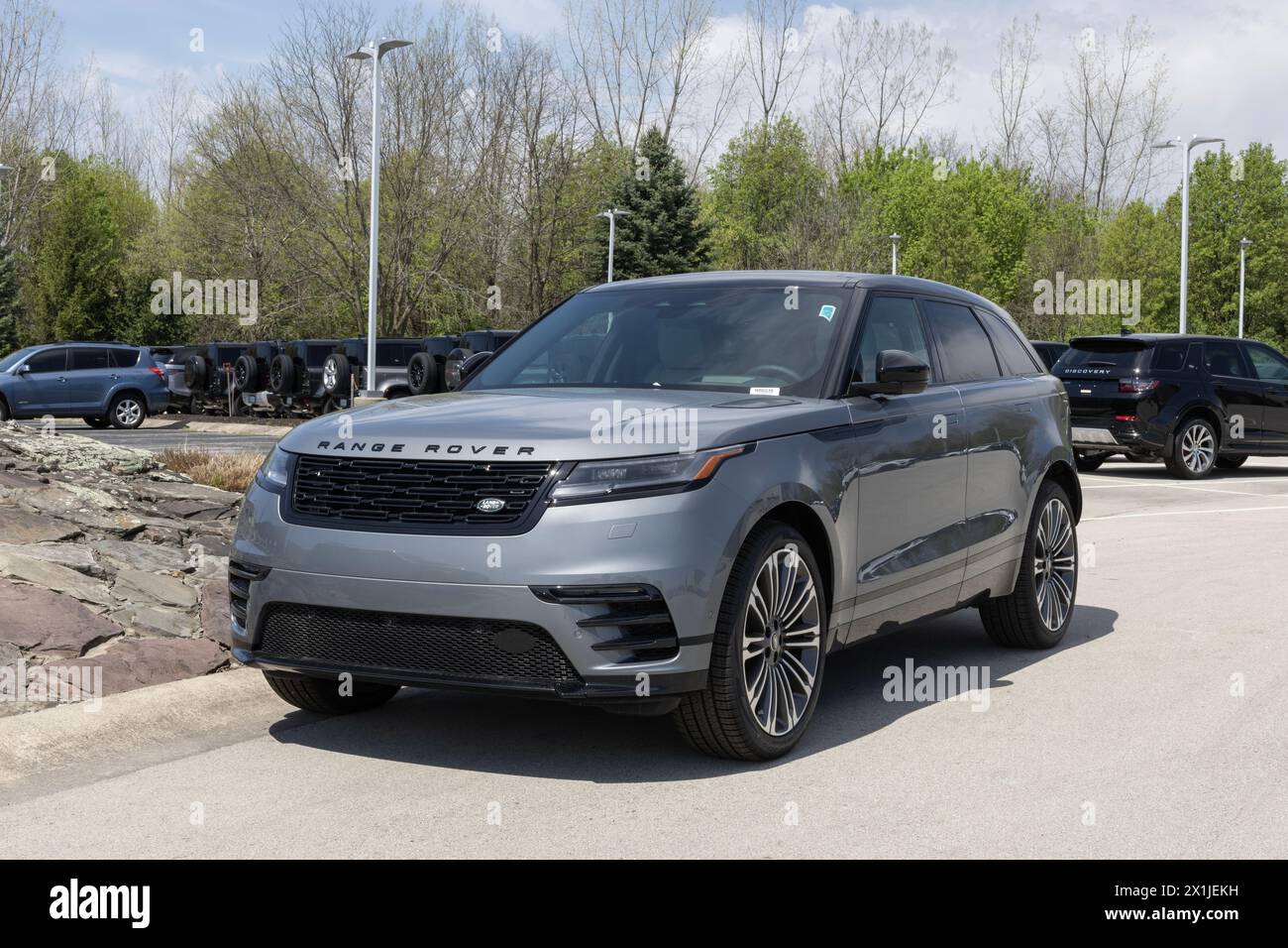 Indianapolis - April 14, 2024: Land Rover Range Rover Velar display ...