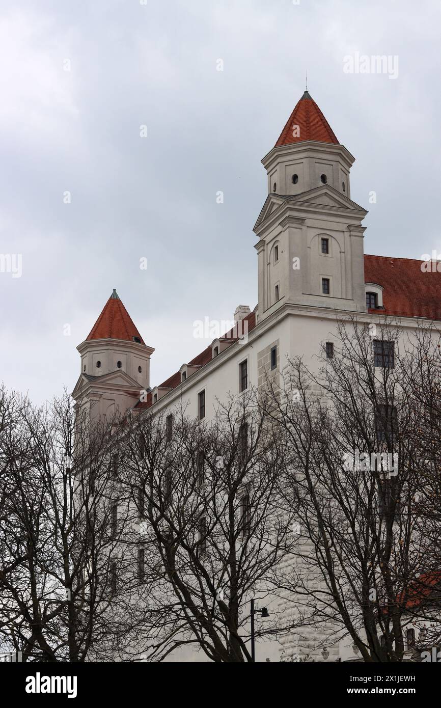 Bratislava Castle, Slovakia. Close up photo of a castle tower. European ...